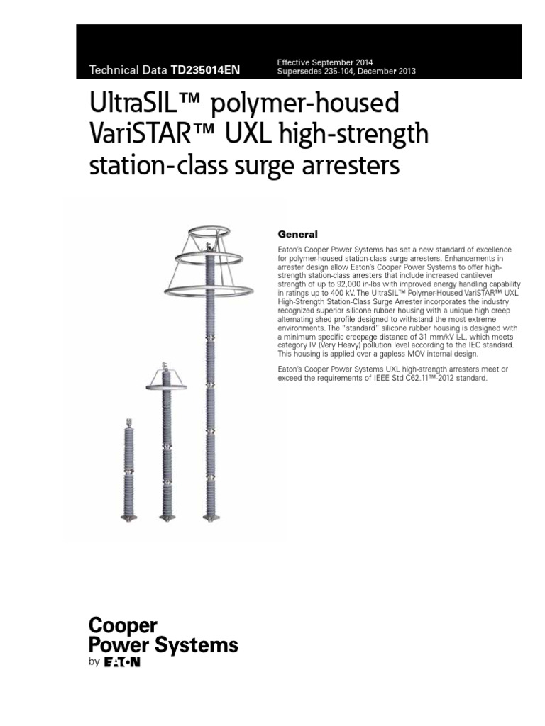 Cooper Ultrasil Varistar UXL Station Class | PDF | Insulator ...