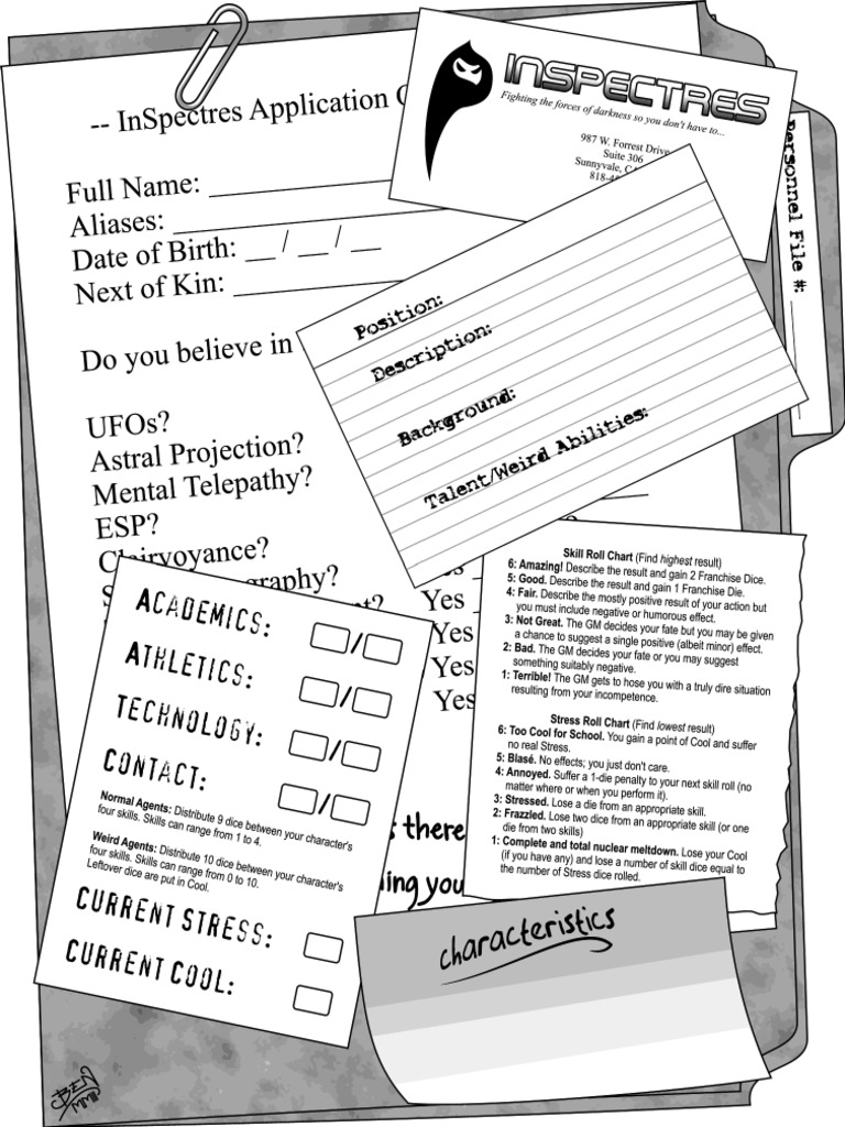 InSpectres - Personnel File Character Sheet | PDF
