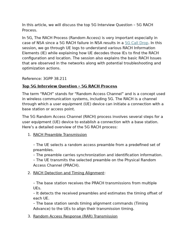 5G RACH Process Explained: Key Insights | PDF | Information ...