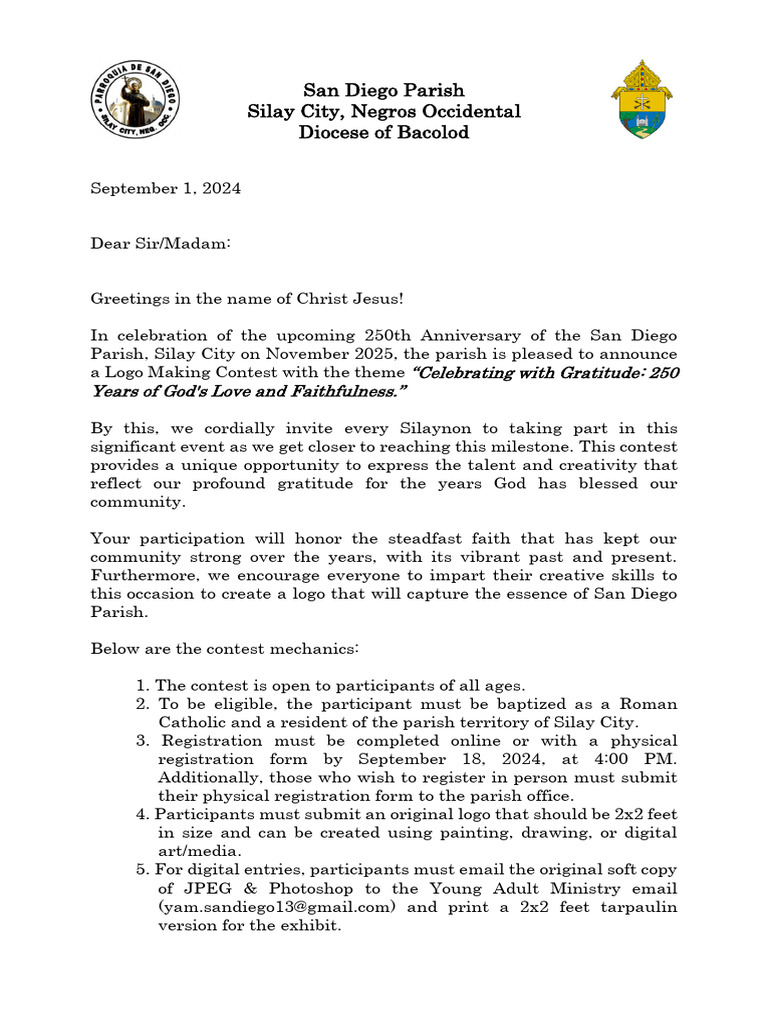 Logo Contest Invitation Letter | PDF | Catholic Church | Christian ...