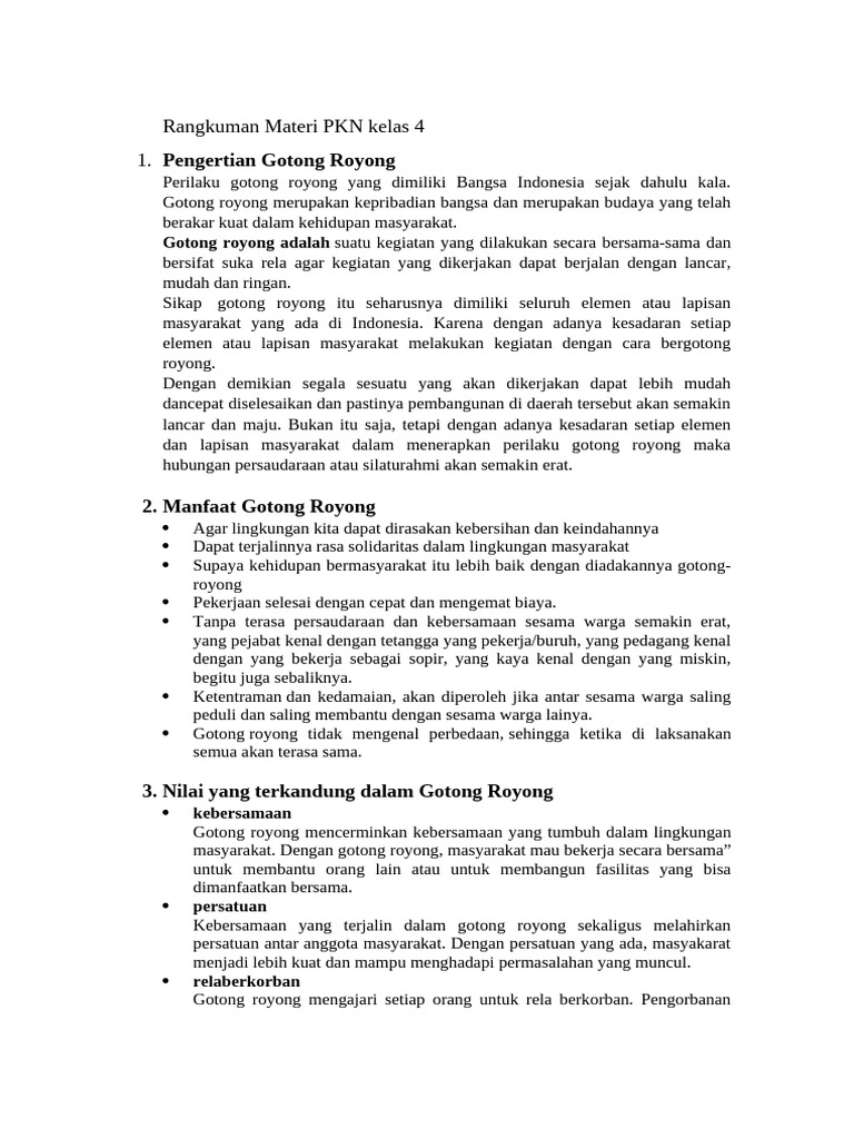 Rangkuman Materi PKN Kelas 4 | PDF