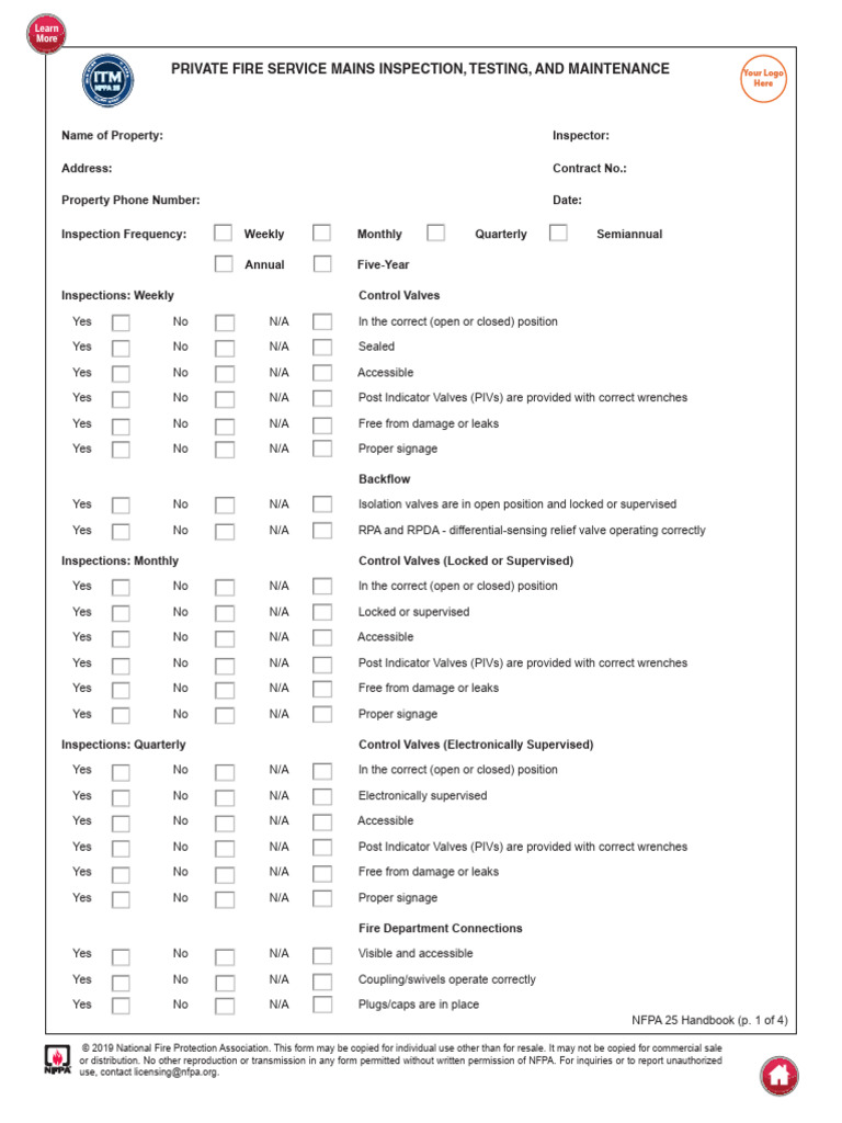 NFPA 25 Inspection & Maintenance Guide | PDF | Hydraulic Engineering ...