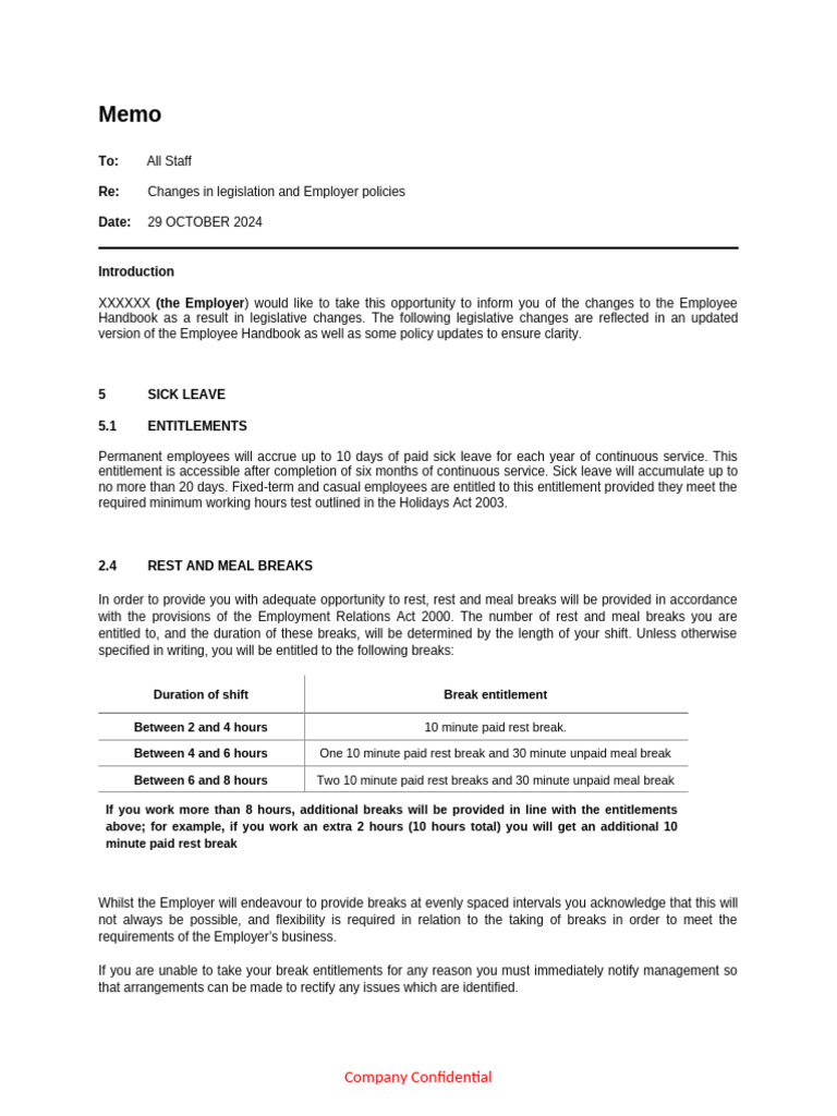 Memo - Legislative Updates To EEHB - 20241029 | PDF | Equal Pay For ...