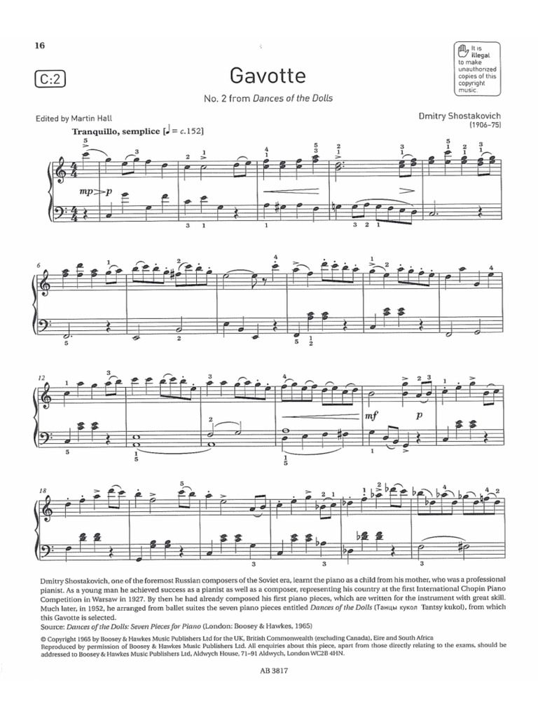 C 09 D. Shostakovich-Gavotte From Dance of The Dolls No2 | PDF
