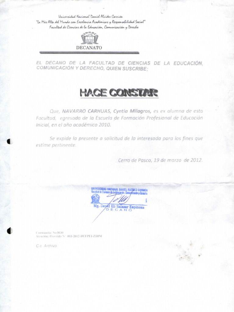 Certificado Undac | PDF