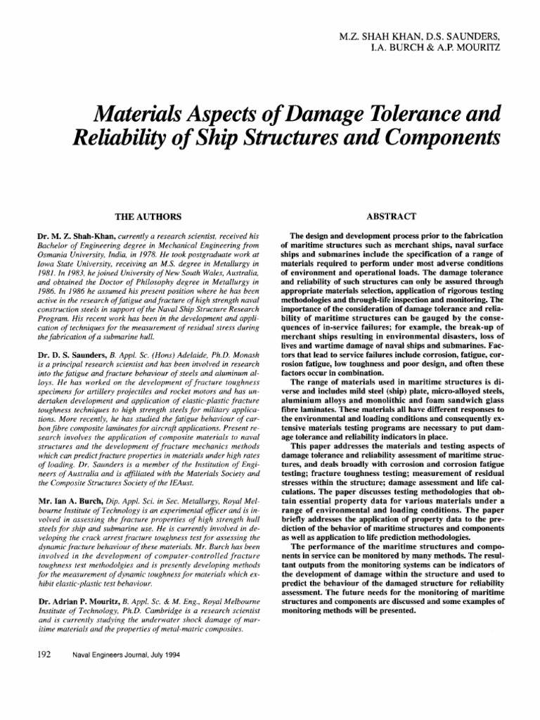 1994 - Materials Aspects of Damage Tolerance | PDF | Fracture | Fatigue ...