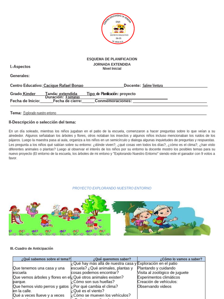 Proyecto Explorando Mi Entorno | PDF | Entorno natural | Curiosidad