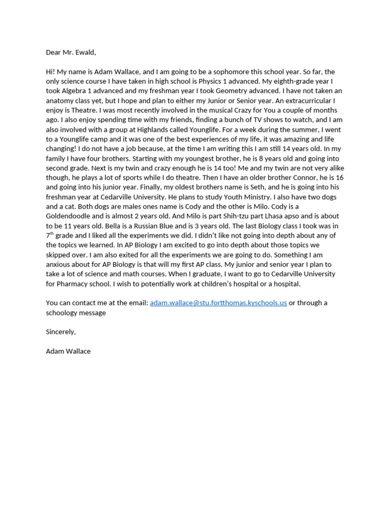 AP Bio Email | PDF | Wellness