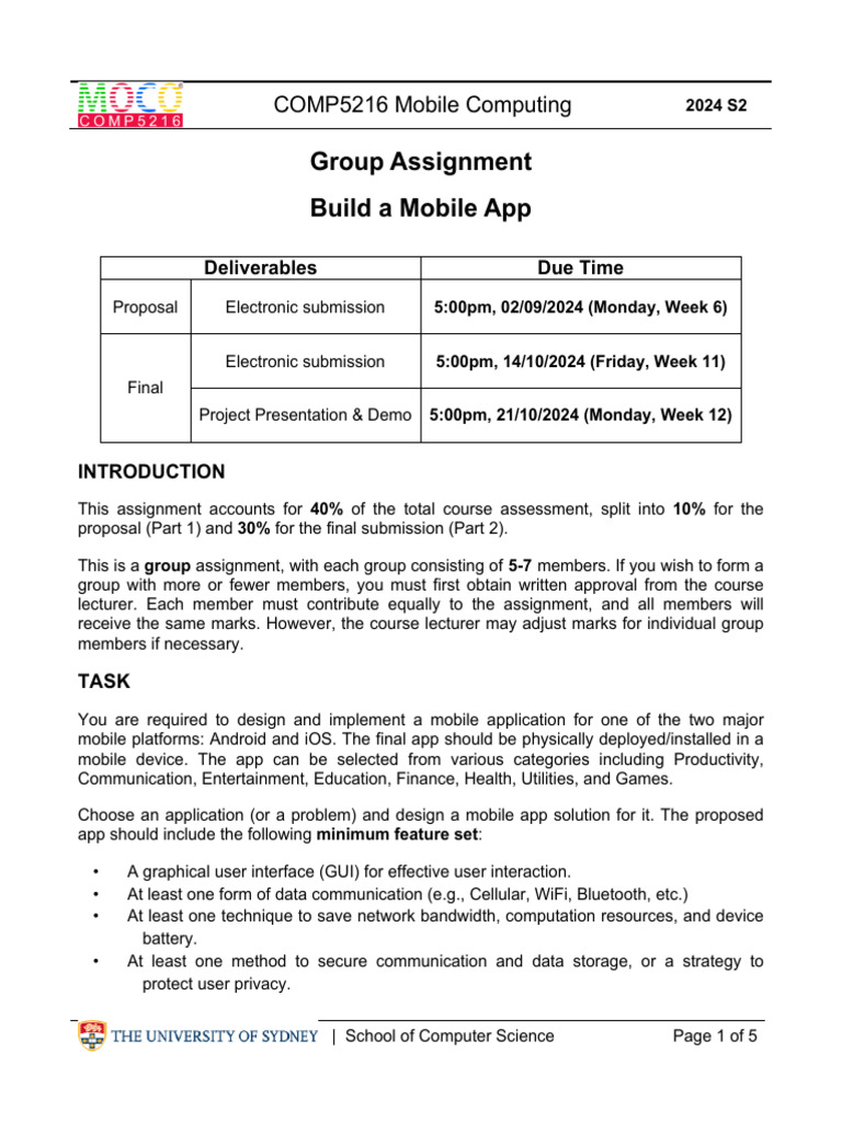 Group Project Assignment | PDF | Mobile App | Graphical User Interfaces
