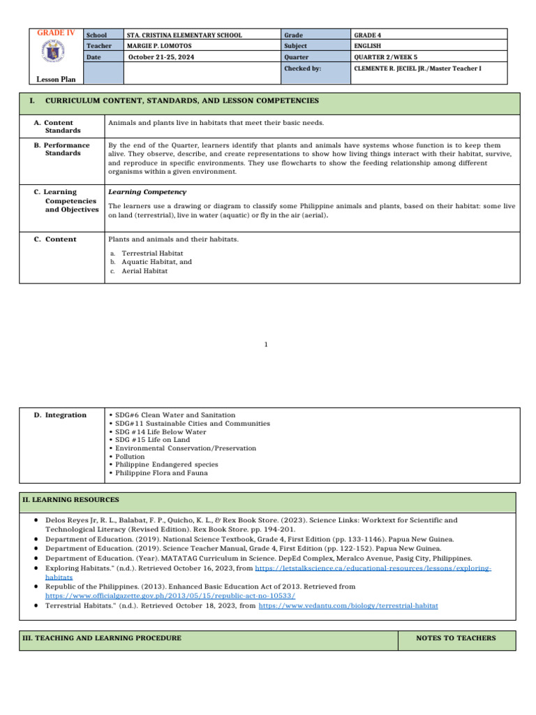 Margie Hebreo Science 4 Week 5 | PDF | Habitat | Marine Biology