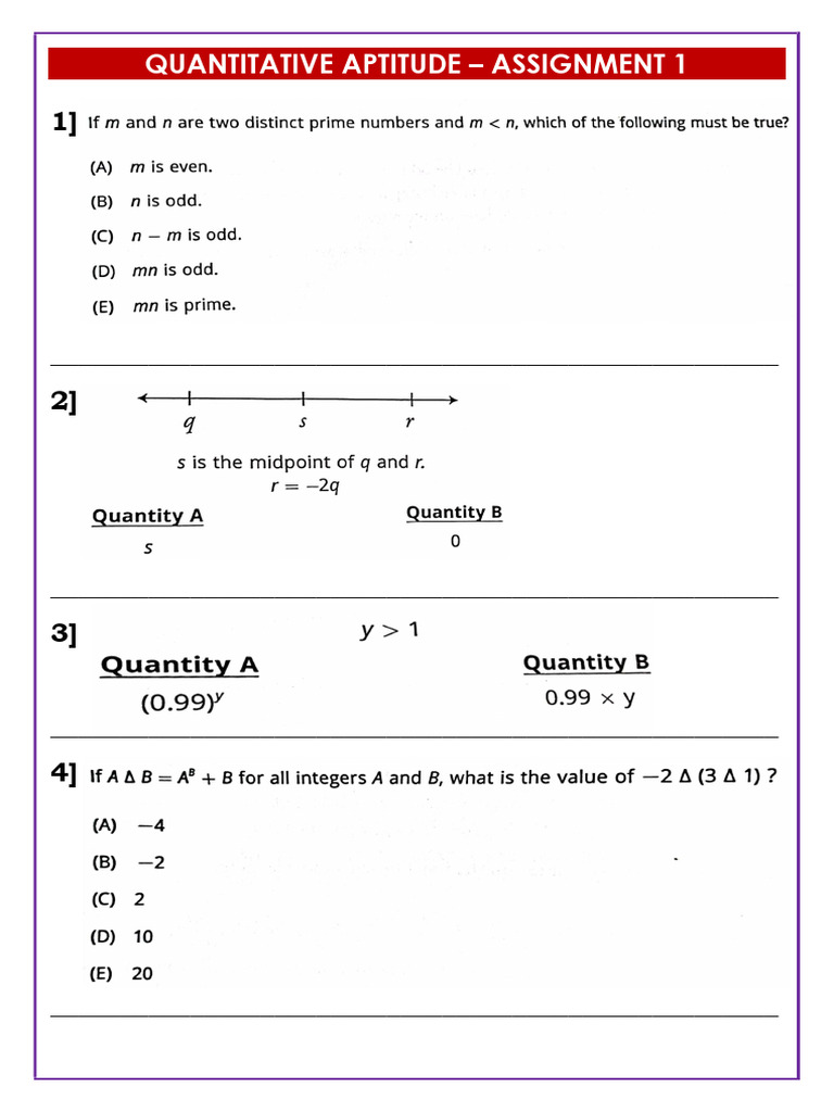 Quantitative Aptitude Parthi Assignment 1 | PDF