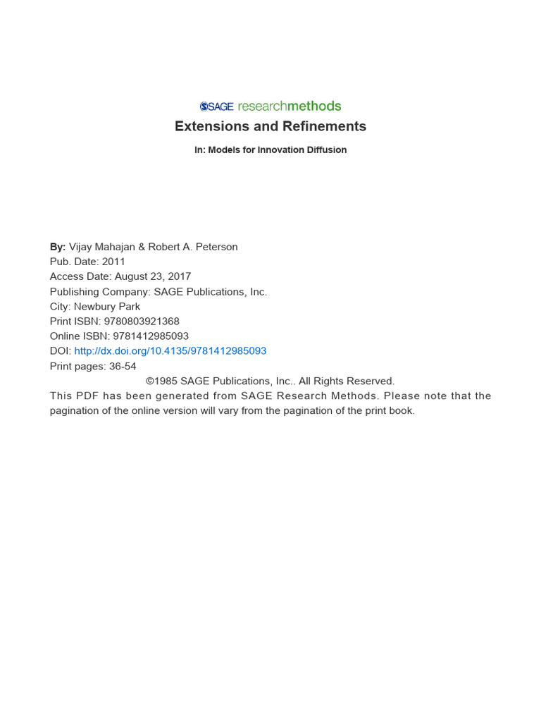4-Extensions and Refinements | PDF | Innovation | Diffusion
