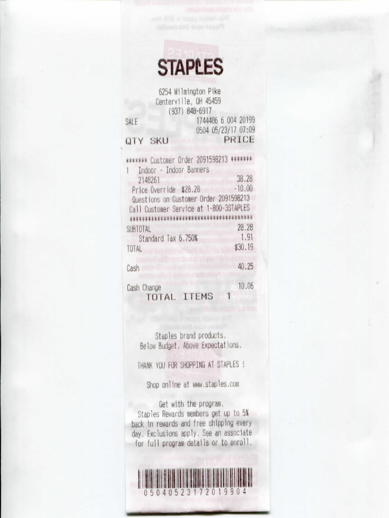 Receipt Staples | PDF | Business | Finance & Money Management
