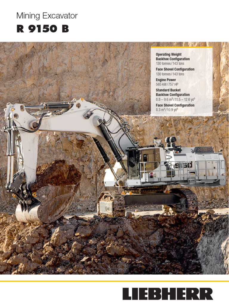Liebherr R 9150 B Excavator Overview | PDF | Engines | Diesel Engine