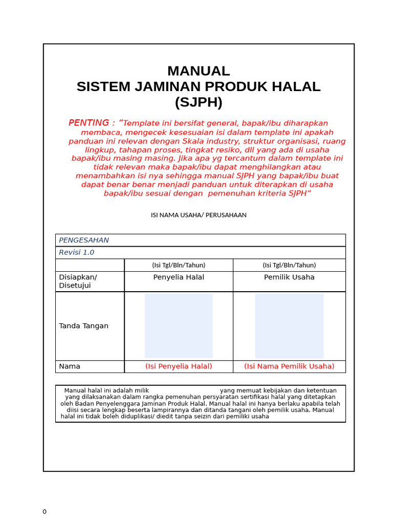 Template Manual SJPH - Rev BD10bh | PDF | Bisnis
