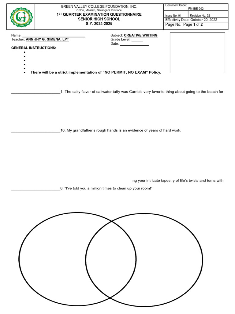 Creative Writing-Questionnaire | PDF | Career & Growth