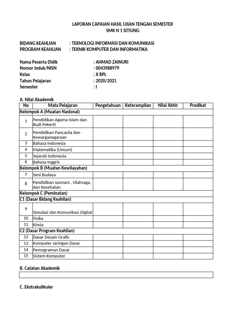 Rapor Finish Mid X RPL Ta 2020.2021 | PDF