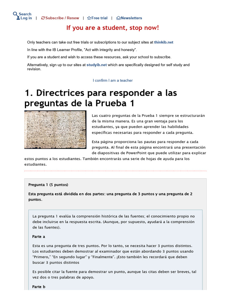 DP History - 1. Directrices para Responder A Las Preguntas de La Prueba ...