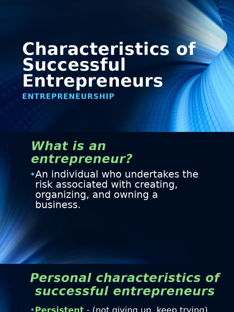 Characteristics of Successful Entrepreneurs | PDF | Entrepreneurship ...