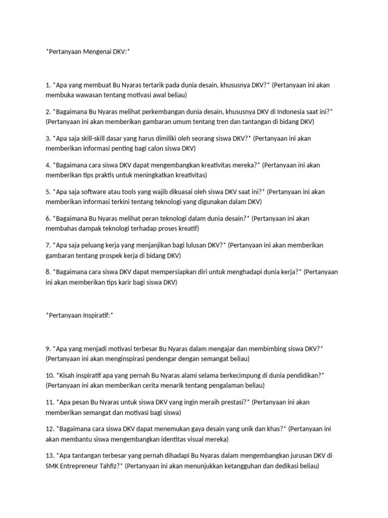 Pertanyaan Mengenai DKV | PDF