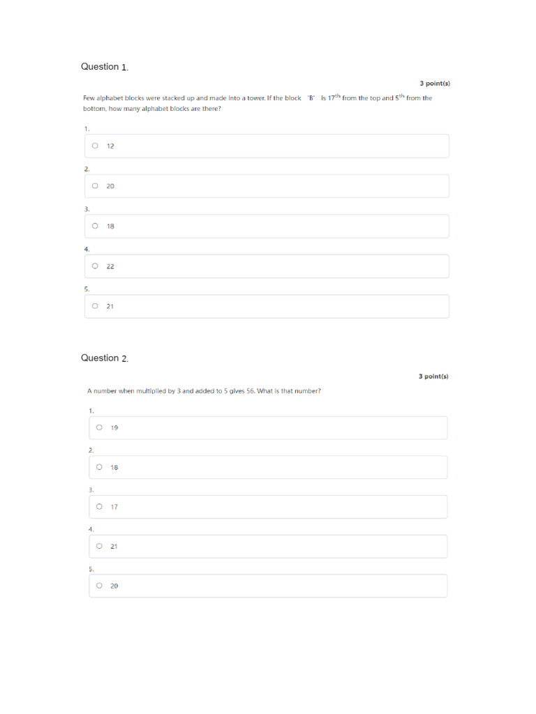 AMO Practice Set 2 Grade 3 | PDF | Games & Activities