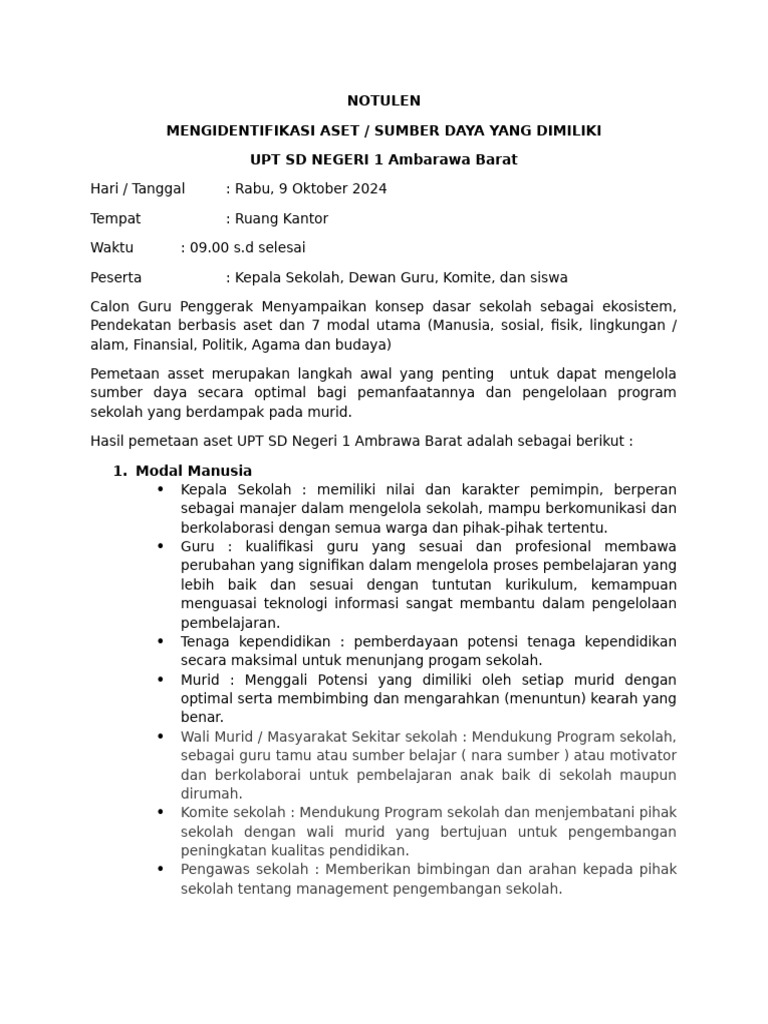 Notulen Hasil Rapat | PDF | Karier & Perkembangan