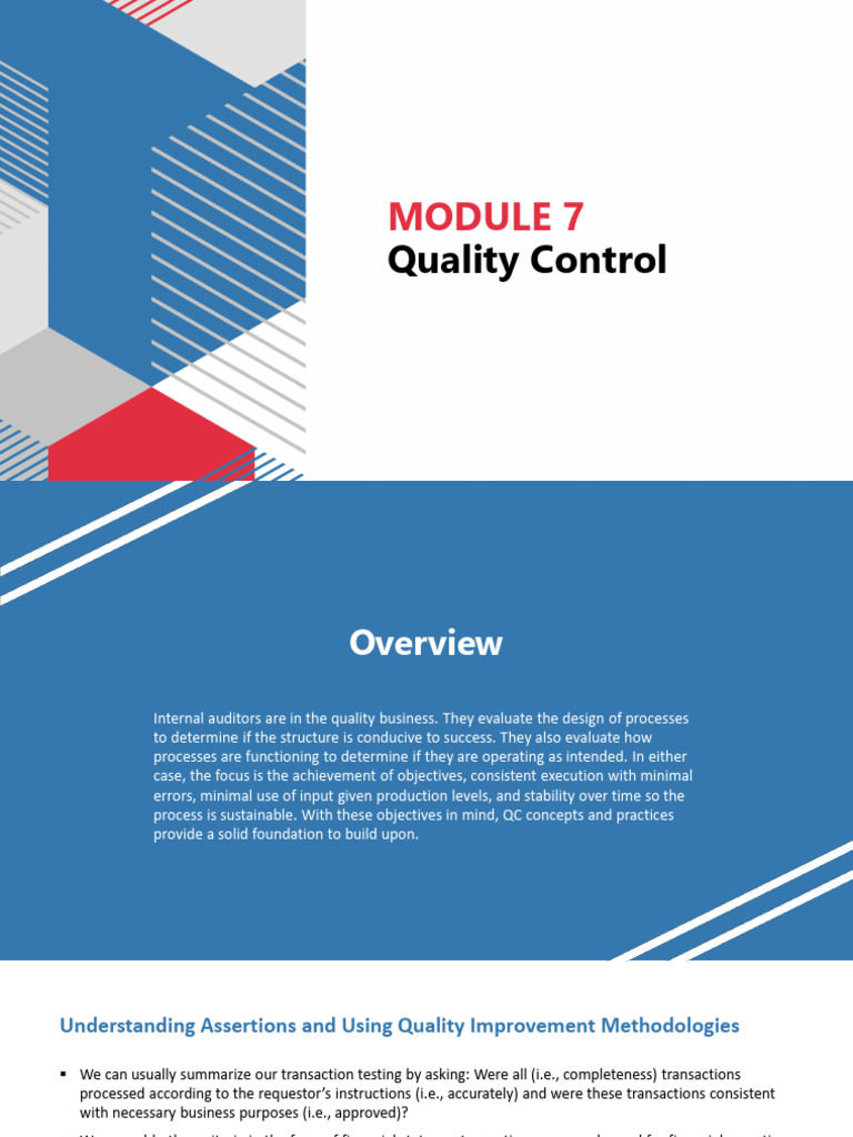 Module 7 - Quality Control | PDF | Six Sigma | Design For Six Sigma