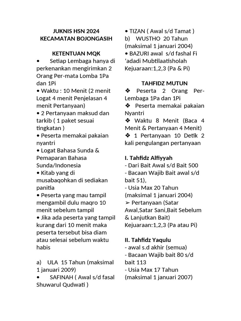 Juknis HSN Kec 2024 | PDF