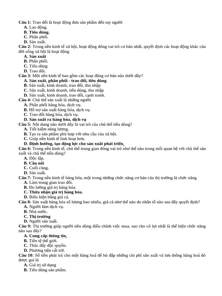 KTPL-10-giuaki1-bo Cau Hoi-1 | PDF