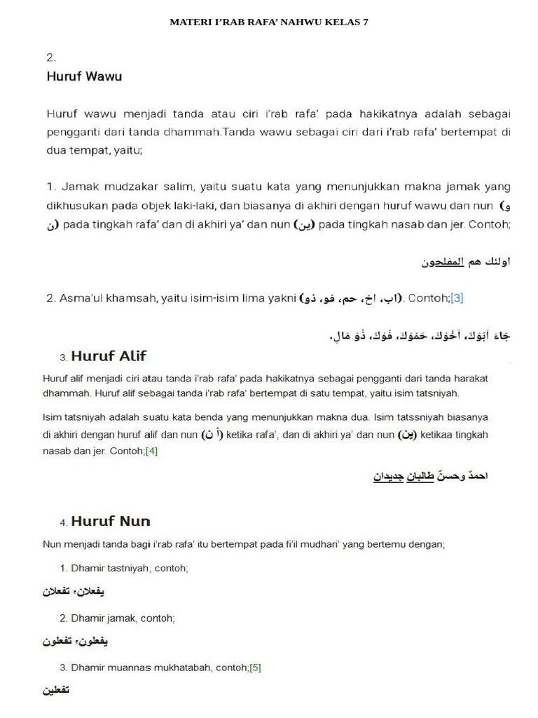 Materi Nahwu Kelas 7 | PDF