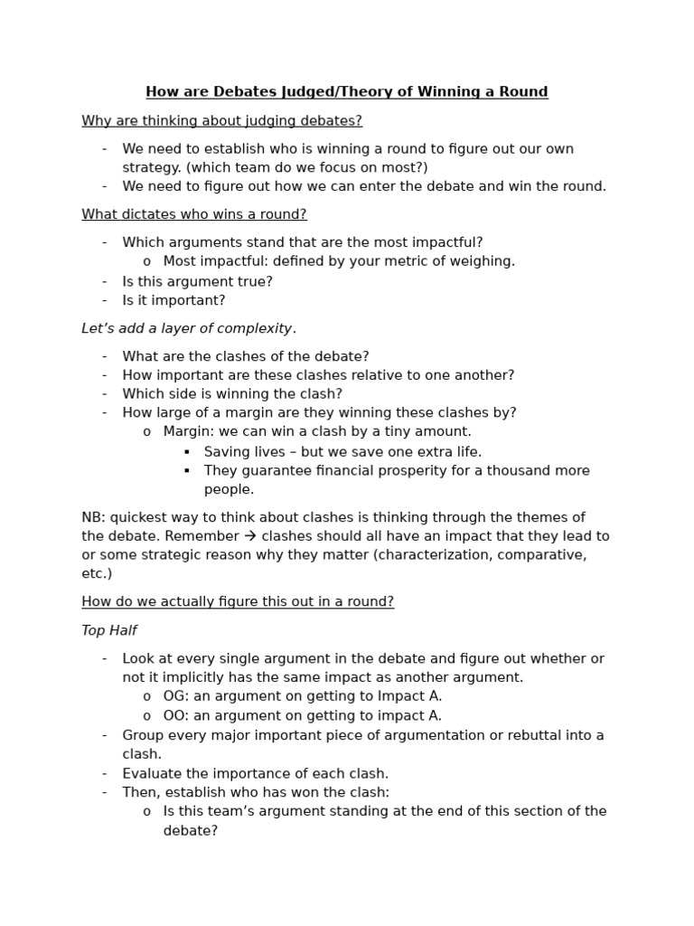 Judging Debates: Winning Strategies Explained | PDF | Argument | Reason
