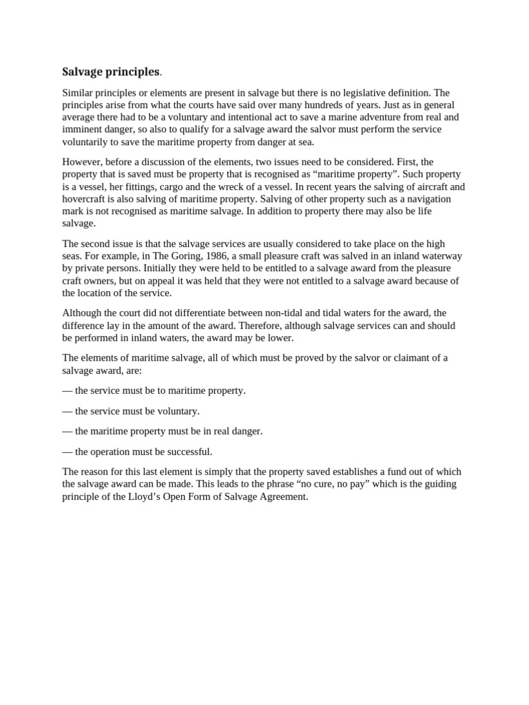 Salvage Principles | PDF