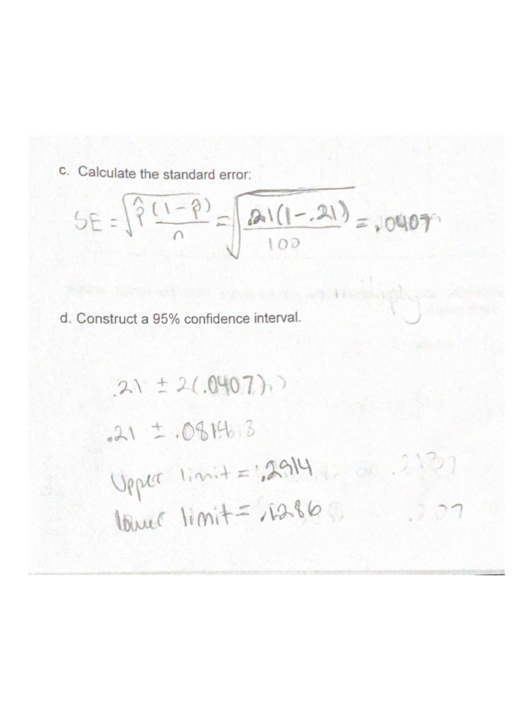 C. Calculate The Standard Error | PDF