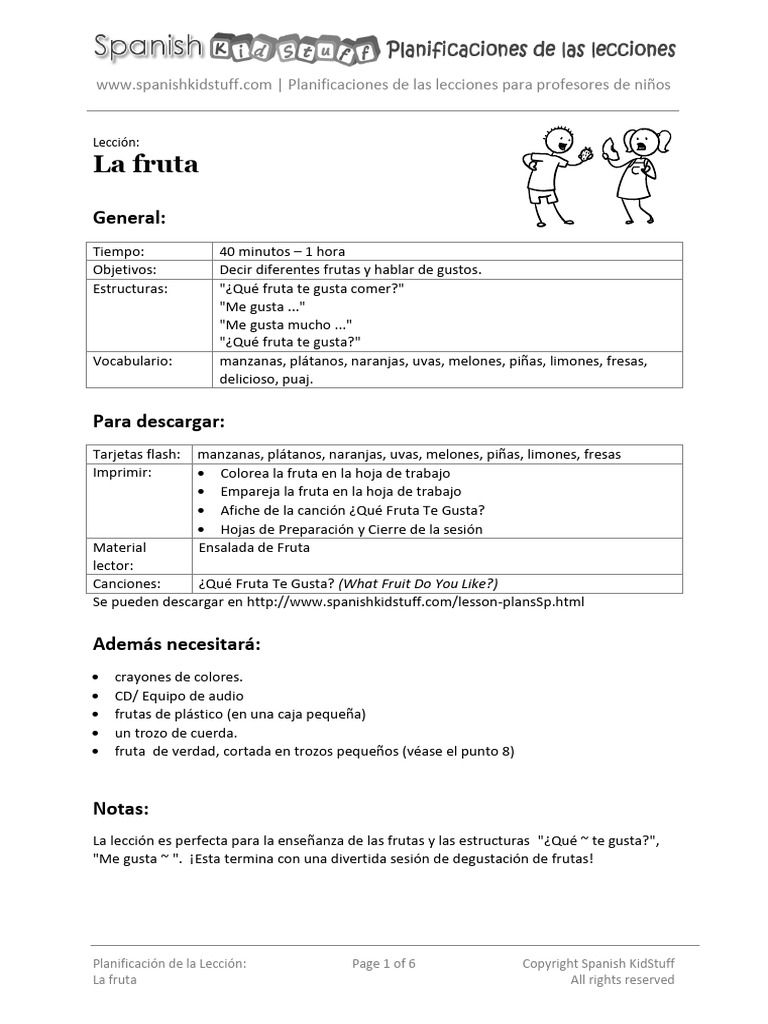Fruit Lesson Plan SP | PDF | Fruta