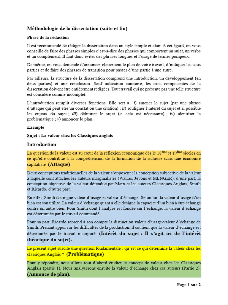 Méthodologie de la dissertation en anglais | PDF | Valeur (Économie ...