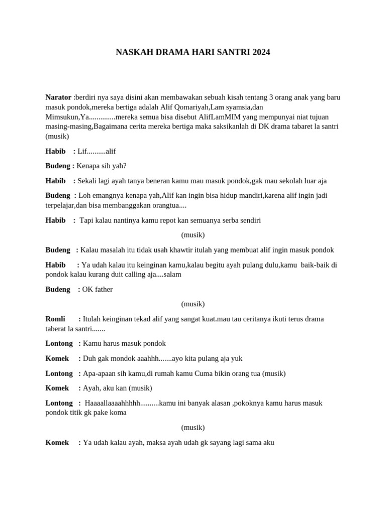 Naskah Drama Hari Santri 2024 | PDF