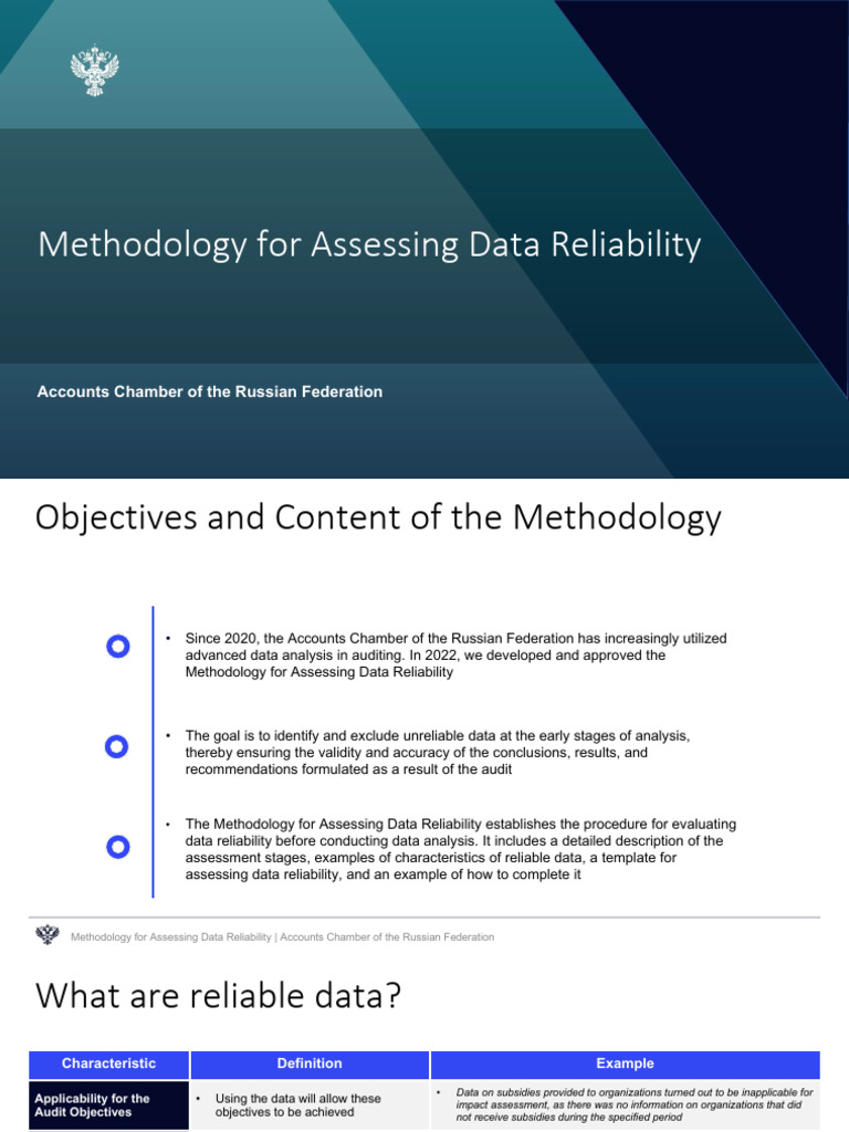 Methodology for Assessing Data Reliability | PDF | Methodology | Data