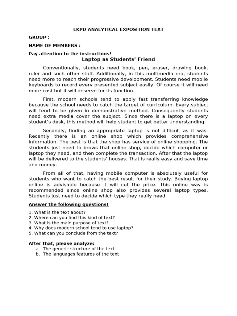 LKPD Analytical Exposition Text TKJ | PDF