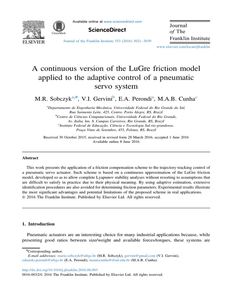 A Continuous Version of The LuGre Friction Model Applied To The ...