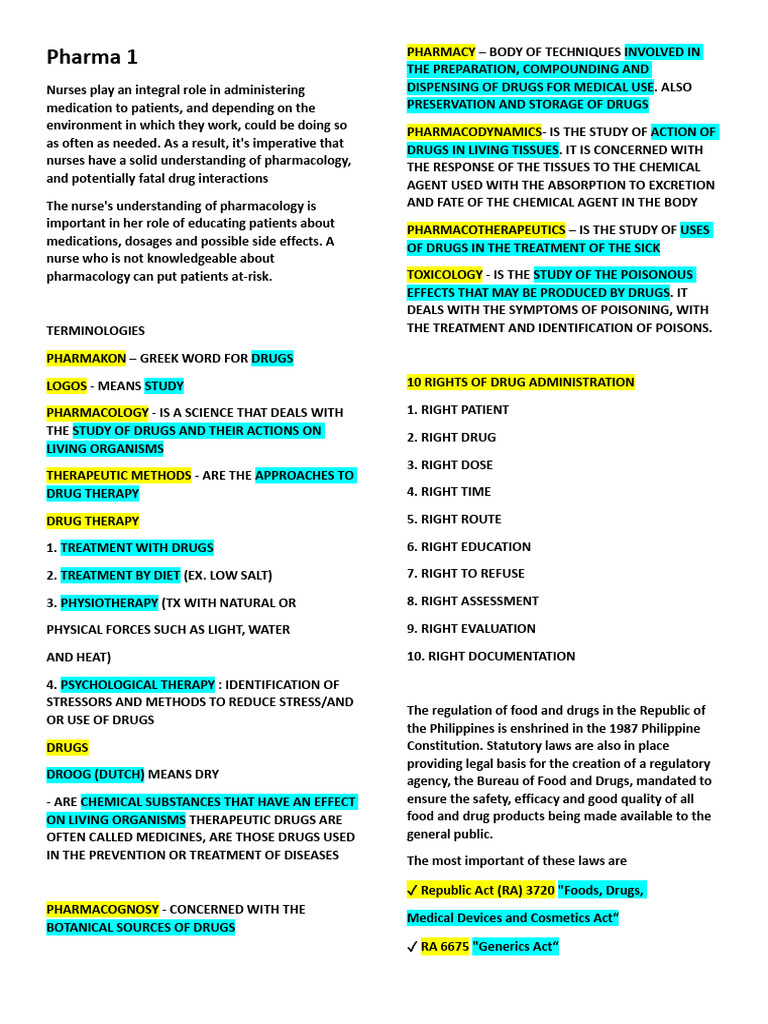 Pharma REVIEWER MIDTERMS | PDF | Pharmacology | Dose (Biochemistry)