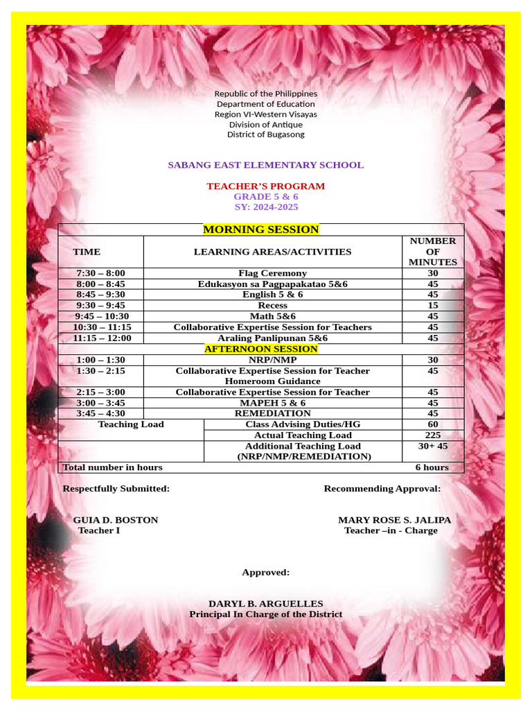 Grade 5 & 6 Teacher's Program 2024-2025 | PDF