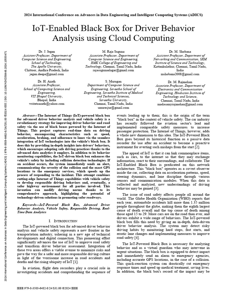 IoT-Enabled Black Box For Driver Behavior Analysis Using Cloud ...