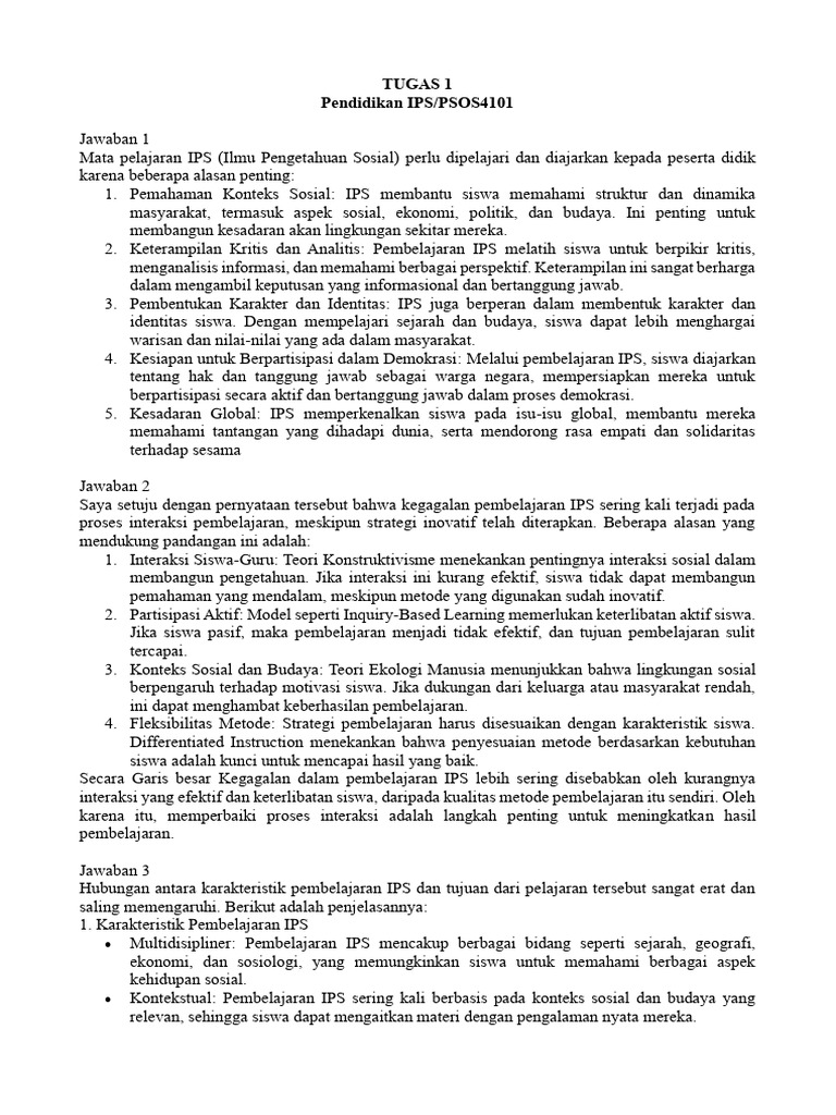 Pendidikan IPS PSOS4101 | PDF | Karier & Perkembangan