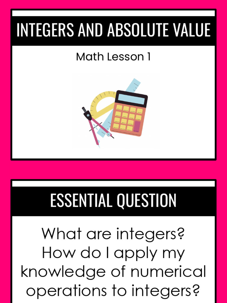 Edpuzzle Video 1 - Integers and Absolute Value LESSON SLIDES | PDF ...