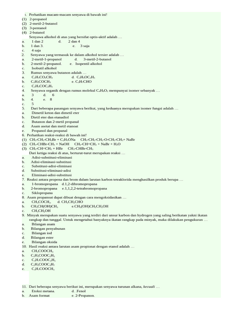 Kumpulan Soal - Kimia Karbon | PDF