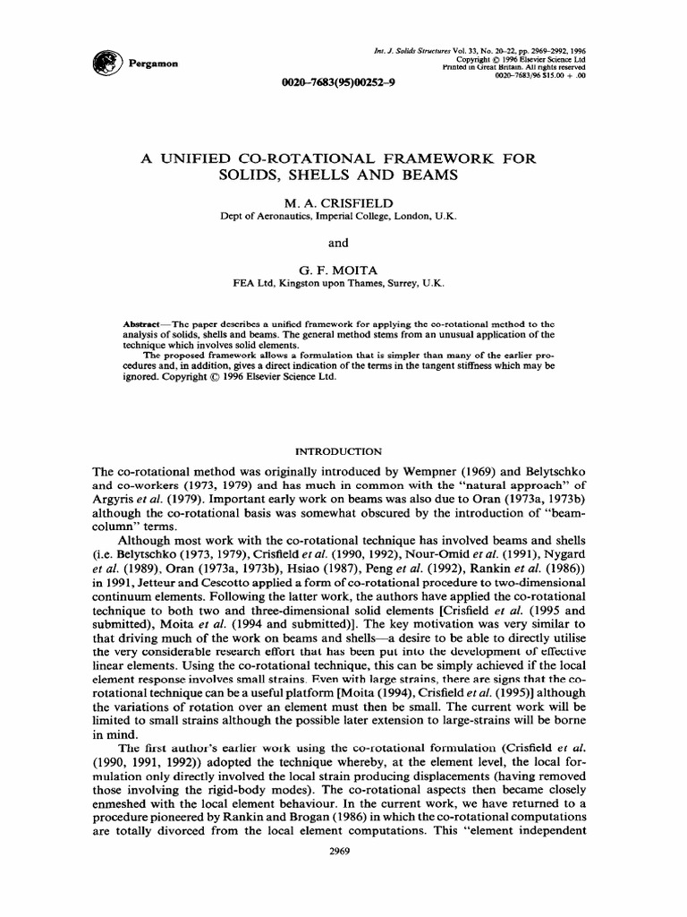 140-A Unified Co-Rotational Framework For Solids, Shells and Beams ...