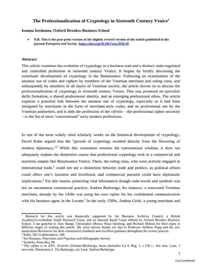The Professionalizationof Cryptology Postscript | PDF | Cryptography ...