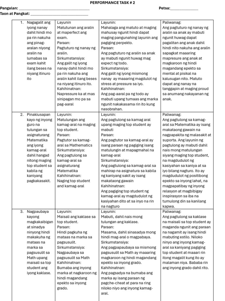 Performance Task | PDF