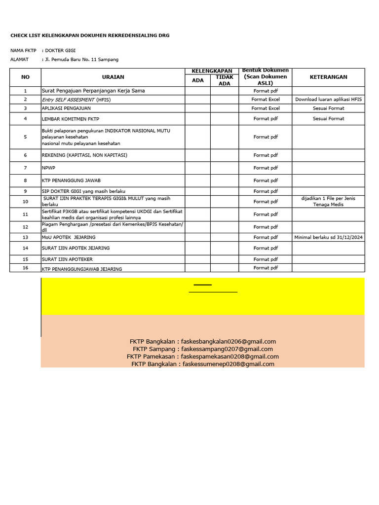1.checklist Kelengkapan Berkas | PDF