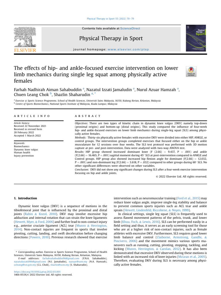 Nadhirah Et Al._2022_Physical Therapy in Sport_The Effects of Hip- And ...